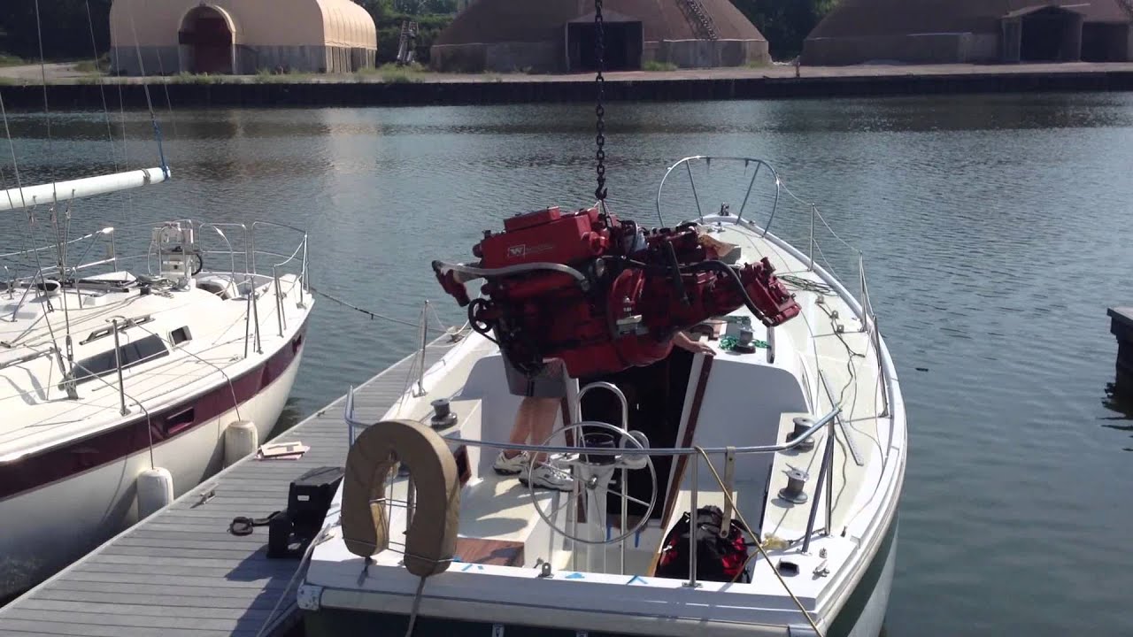 Columbia 34 Engine Install, Strega, Misener - YouTube