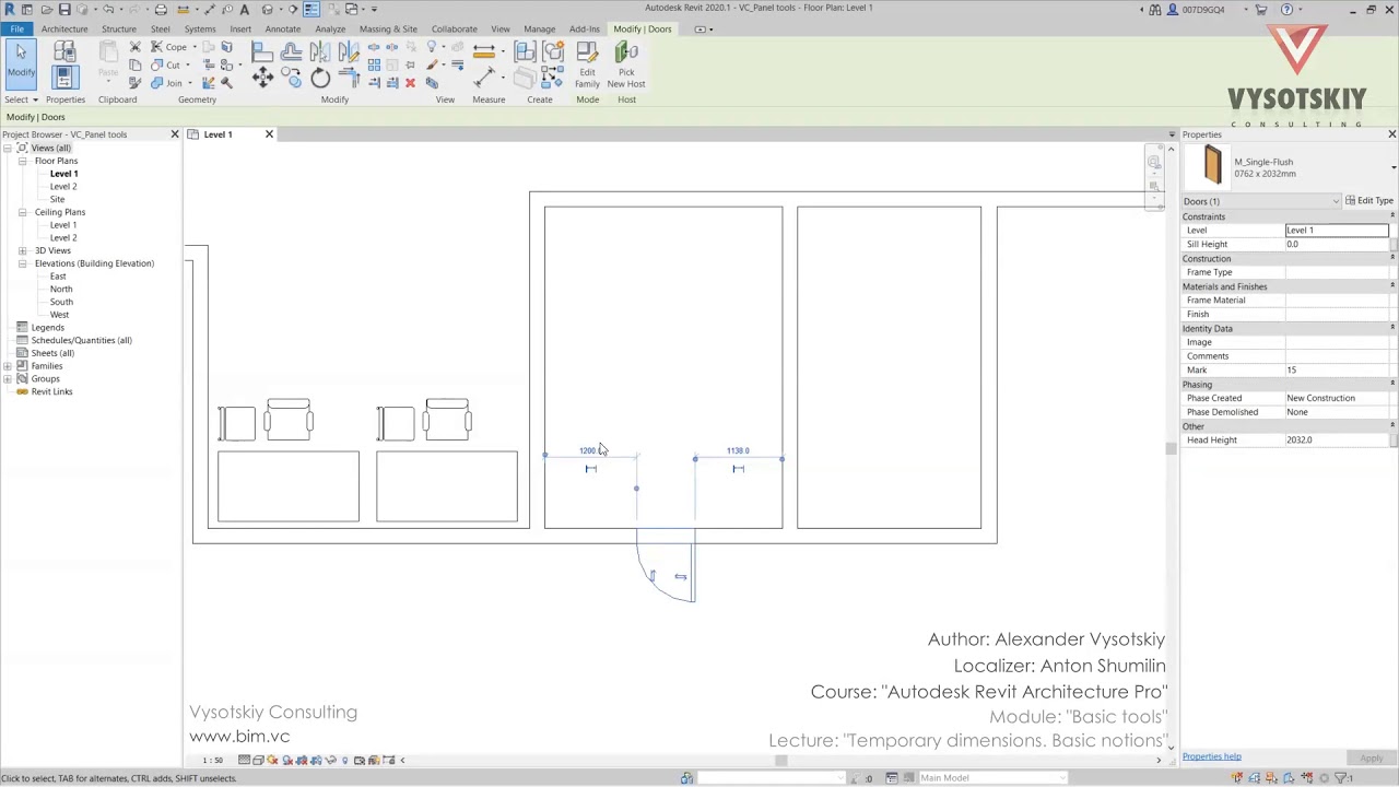 [Autodesk Revit Architecture Pro] Temporary dimensions. Basic notions ...
