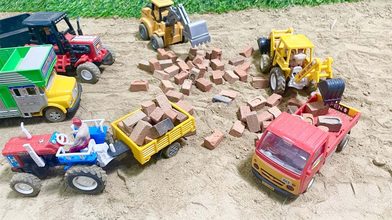 TRAIN JCB TOY CARTOON TOY HELICOPTER KA VIDEO CRANE, JCB, TRACTOR, BUS ...