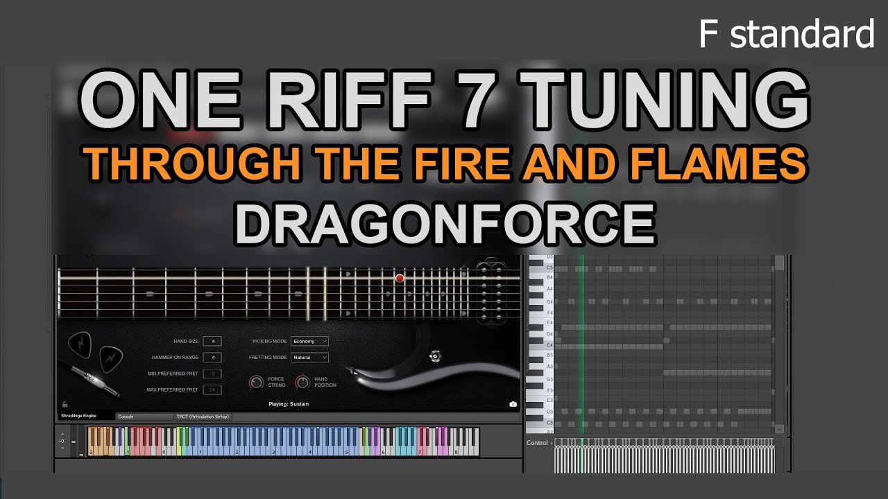 ONE RIFF 7 TUNING, THROUGH THE FIRE AND FLAMES - DRAGONFORCE - YouTube
