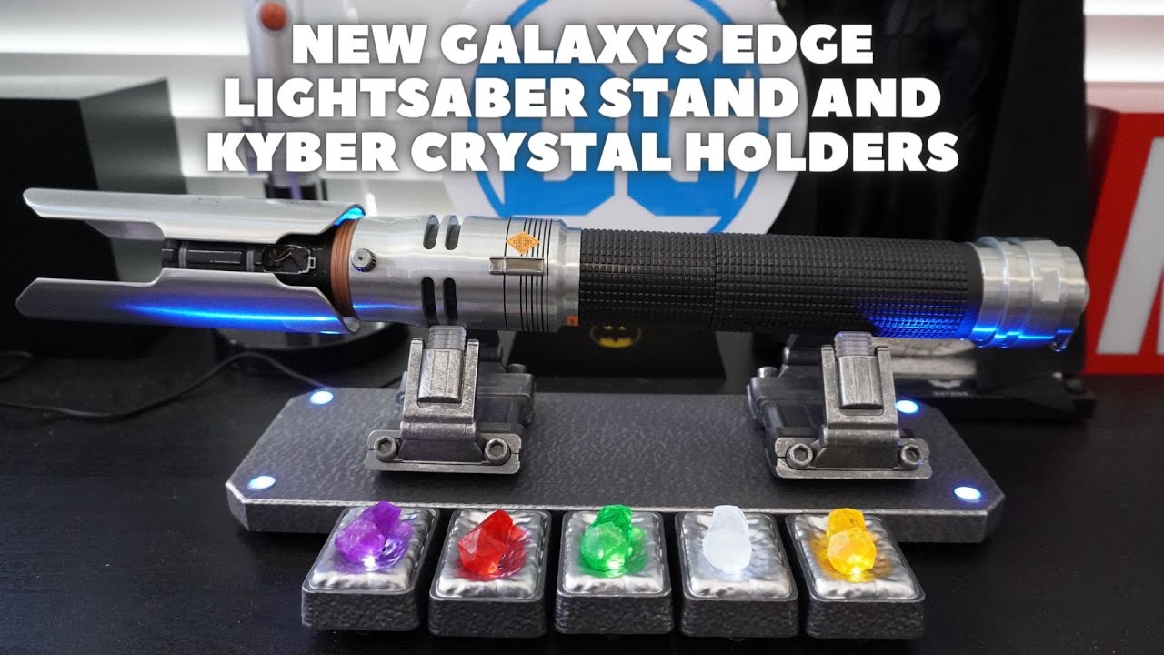 NEW Galaxys Edge Lightsaber Stand and Kyber Crystal Holders - YouTube