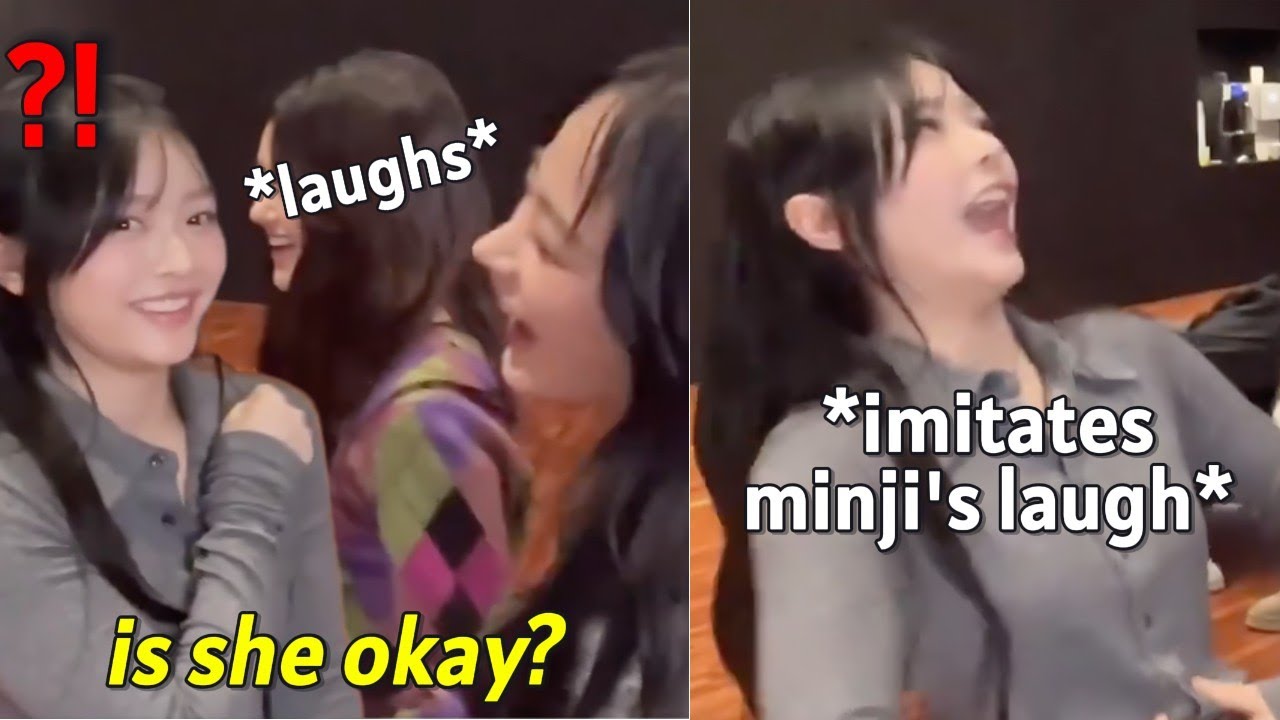 hanni imitates minji's iconic laugh...(she's hilarious) - YouTube