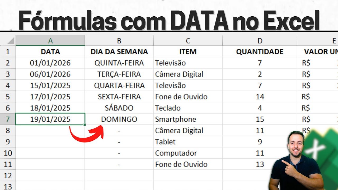 Preencher Automaticamente Dia da Semana a partir da Data Inserida no ...
