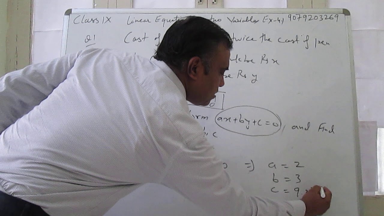 Chapter 4 Linear Euations In Two Variables Class Ix Ncert Ex 41 And Ex