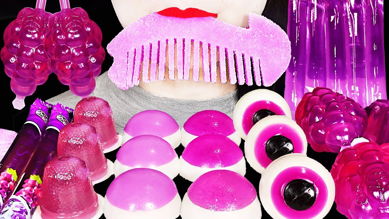 ASMR MOST POPULER PURPLE FOOD, FRUIT JELLY, GRAPE JELLY NOODLES, EDIBLE ...