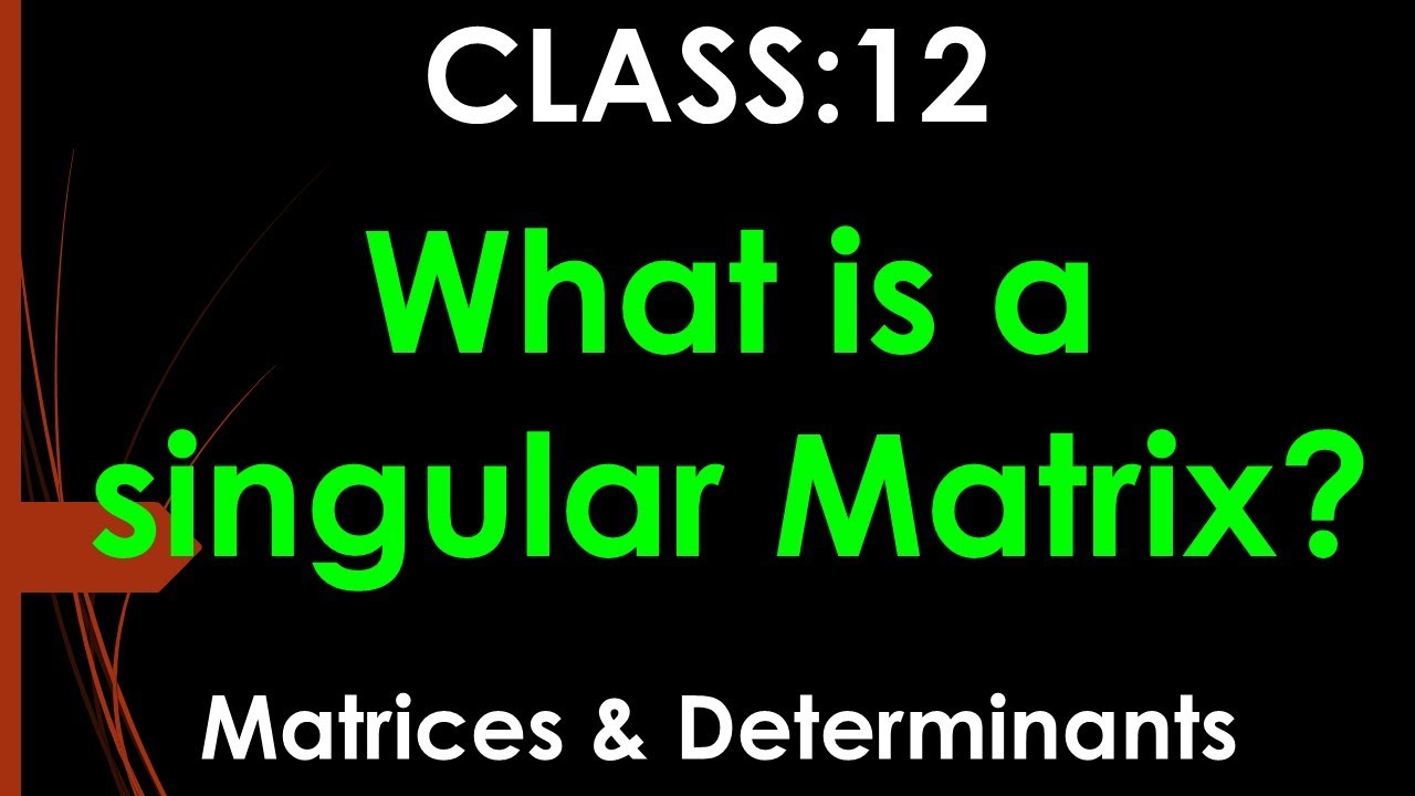 What is a Singular Matrix? @deepakmittalmakesuexpert - YouTube