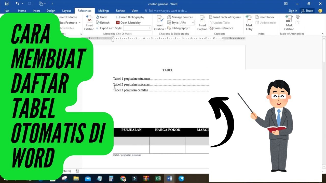 cara membuat daftar tabel otomatis di word #rudiarzin #tutorialword ...