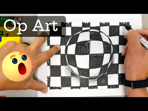 How to Draw Op Art Sphere - step by step for kids #opart #art # ...