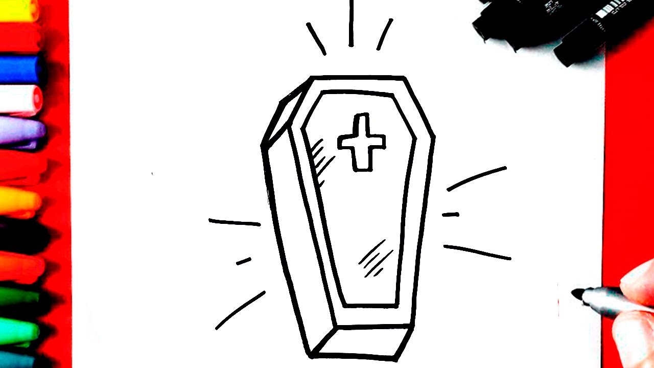 HOW TO DRAW A COFFIN FOR HALLOWEEN - YouTube