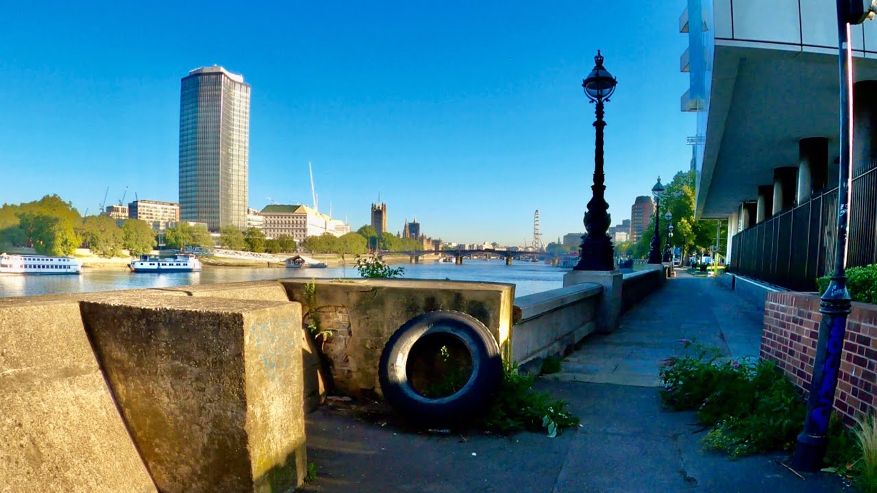 London Walk Tour | Walking Along River Thames (south side - Albert ...