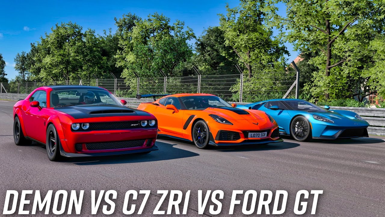 Dodge Demon vs Corvette C7 ZR1 vs Ford GT | Gran Turismo 7 - YouTube