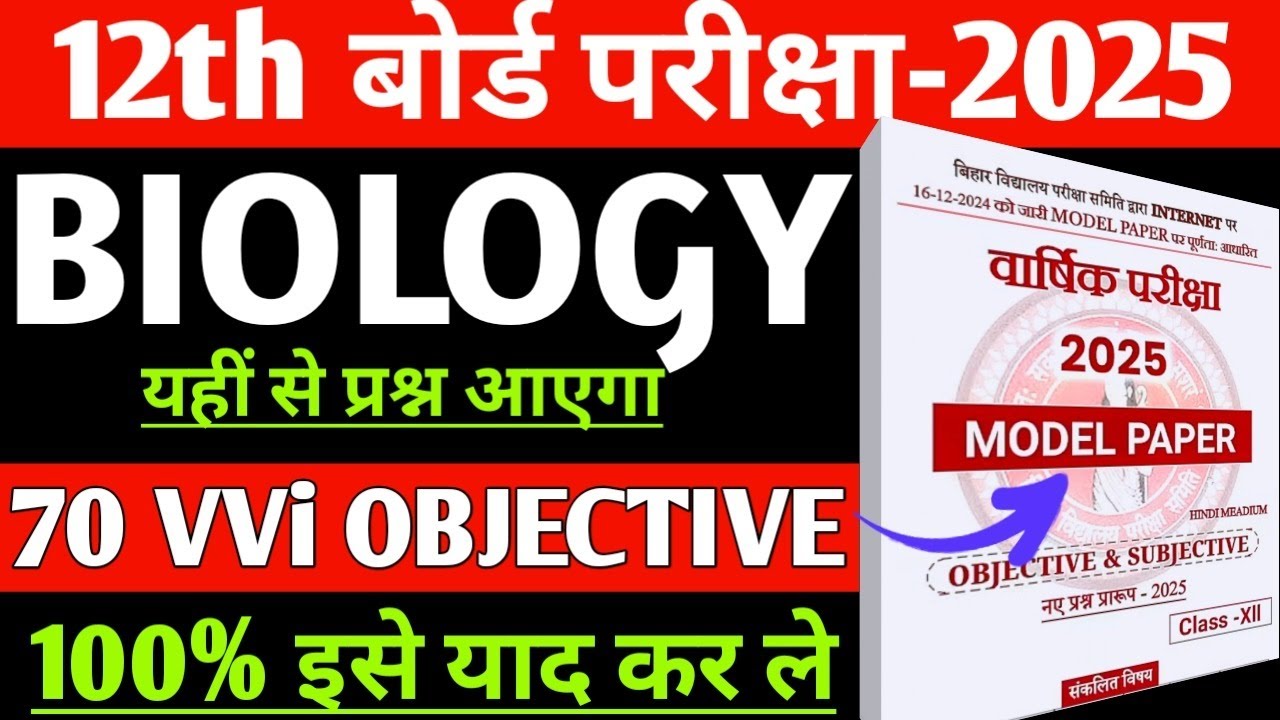 Class 12th Biology Official Model Paper Vvi Objective Question 2025 ...