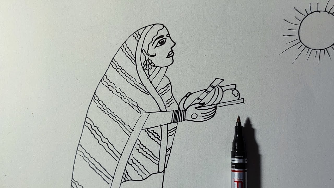How to Draw a Chhath Puja | Chhath Puja drawing - YouTube