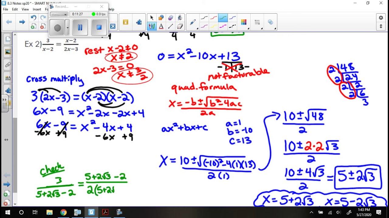 4.3 Solving Rational Equations (day 1) and Word Problems (day 2) - YouTube