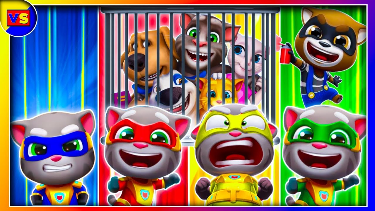 Talking Tom Hero Dash - Tom Red,Yellow,Green & Blue Rescue All Friends ...