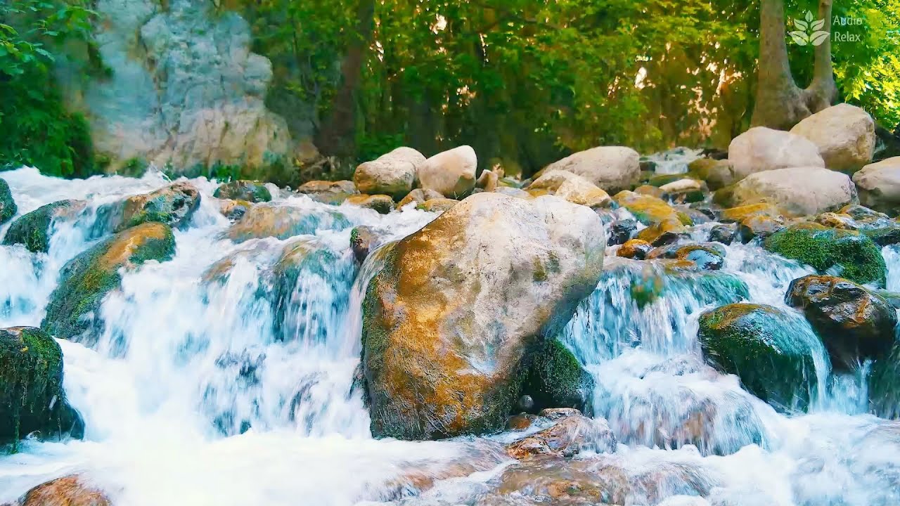 Calming Sounds of water stream flowing (10 hours) Nature white noise ...