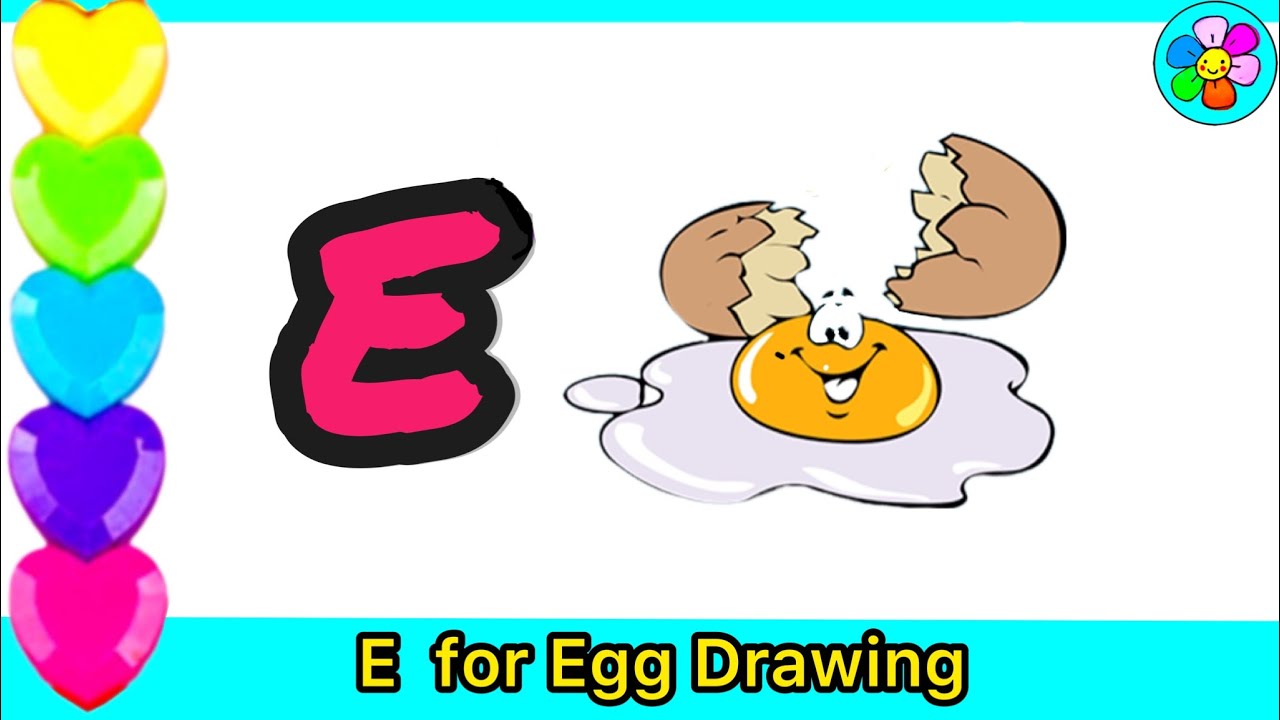 How to draw Egg letter E Painting and Coloring for kids | How to Easy ...