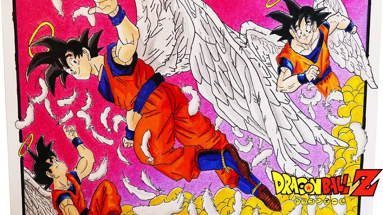 DIBUJANDO A GOKU ÁNGEL | DRAWING GOKU ANGEL | (SPEED DRAWING) | DRAGON ...
