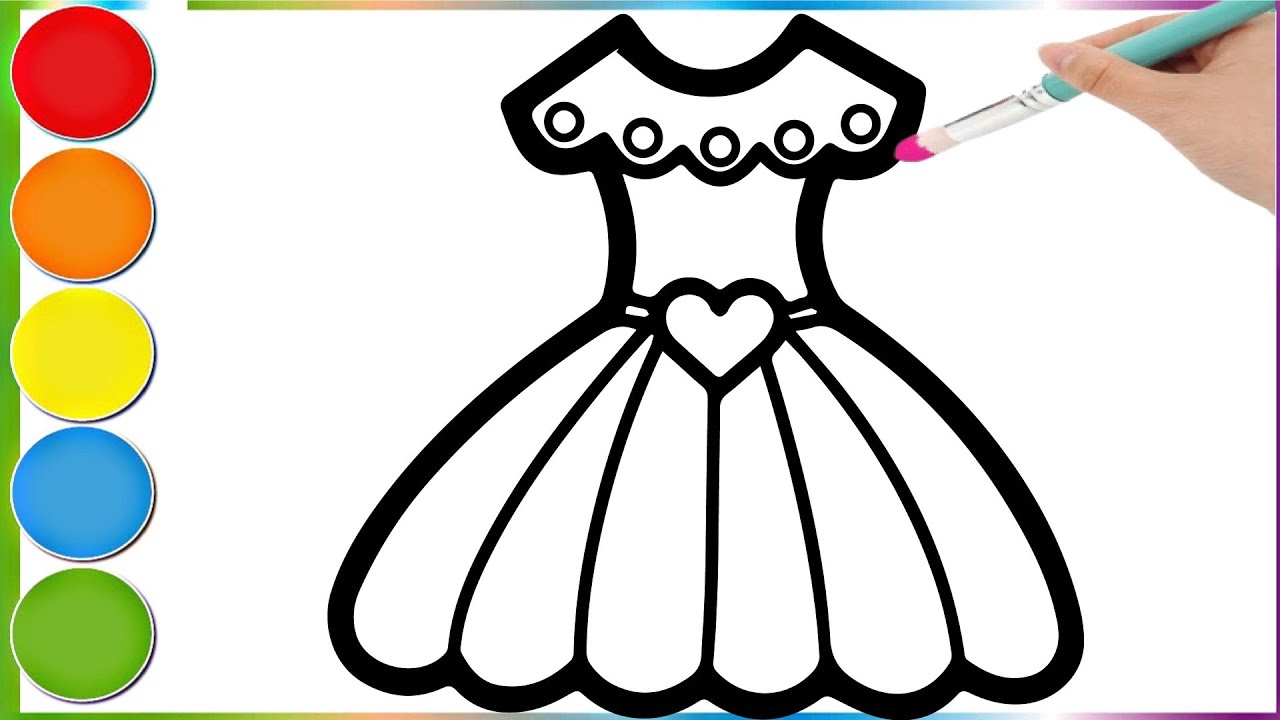 Cute Disney Princess Dress Drawing, Painting & Colouring Step by step ...