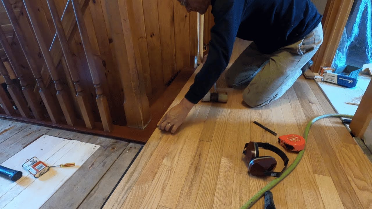 Installing a hardwood floor - Completed - YouTube