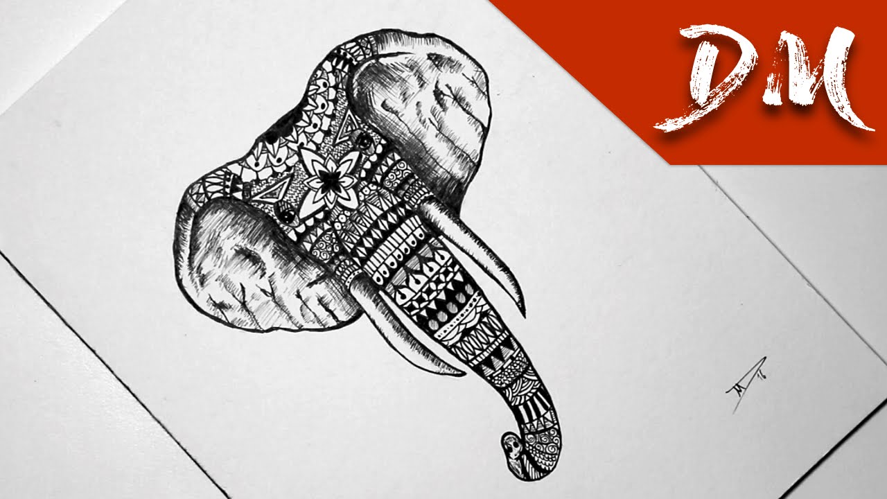 ELEPHANT ZENTANGLE DRAWING - YouTube