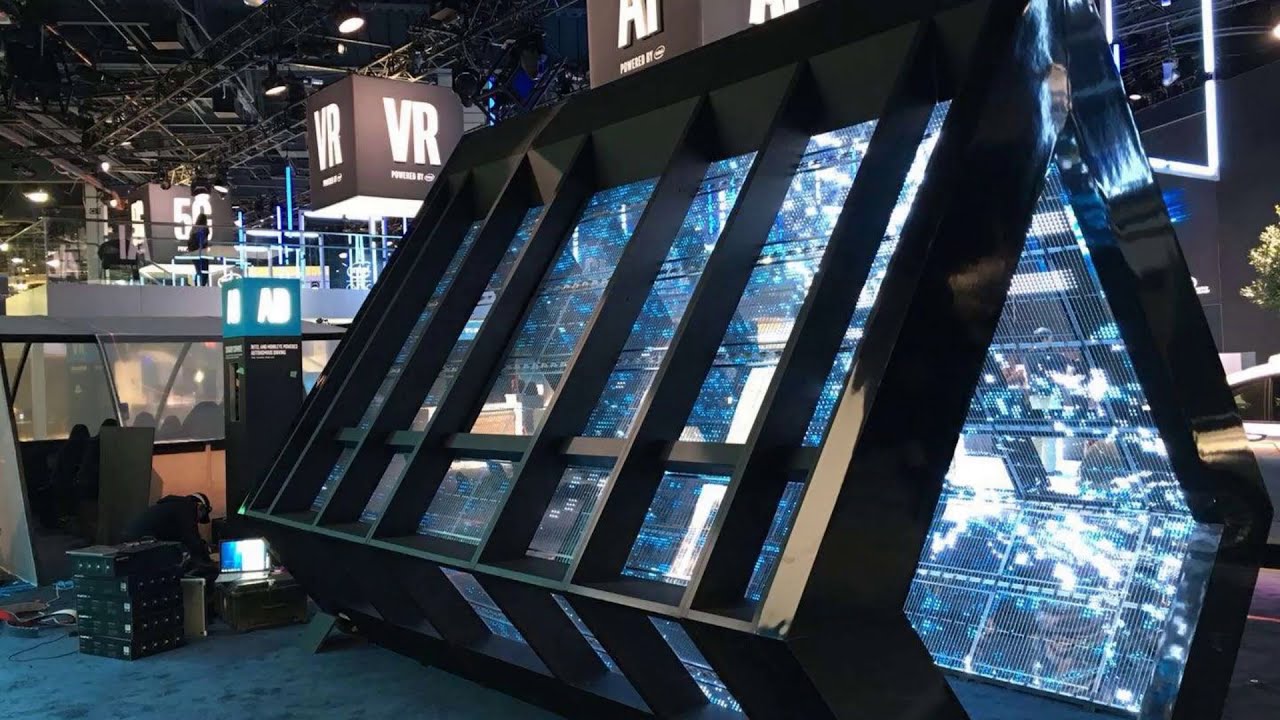 Transparent Led screen in triangular shape - YouTube