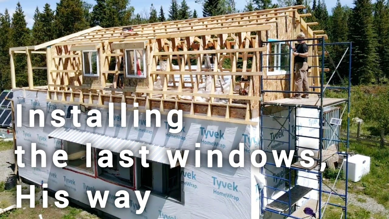 Installing the End Wall Windows | Building GAMBREL BARNSTYLE HOME OFF ...