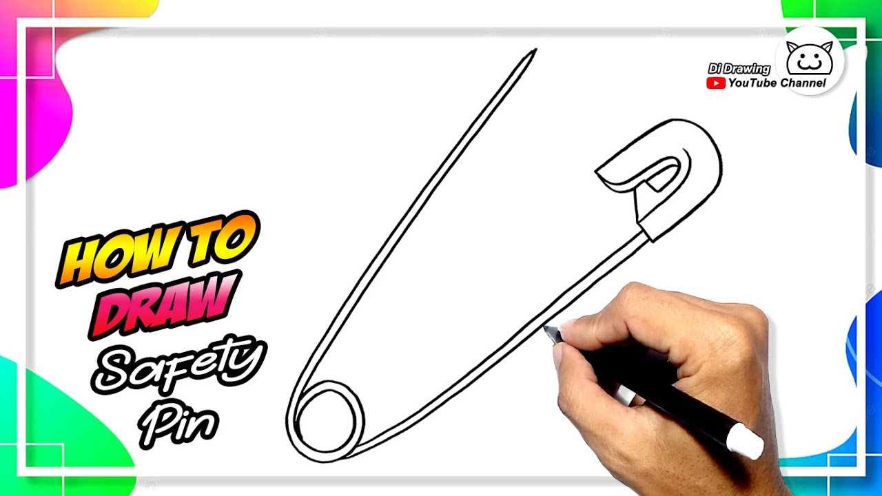 How to draw Safety Pin Easy - YouTube