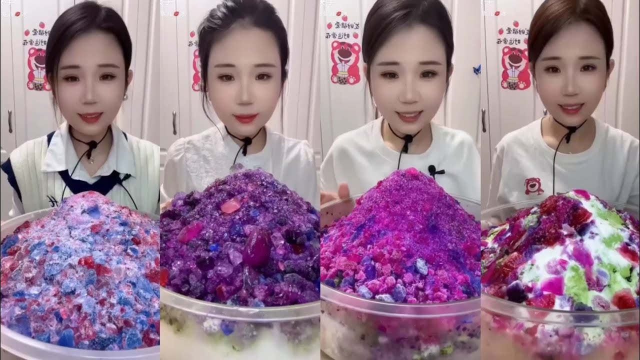 ASMR ONLY BITES YY SHAVED ICE EATING WITH MATCHA AND MILK POWDER - YouTube