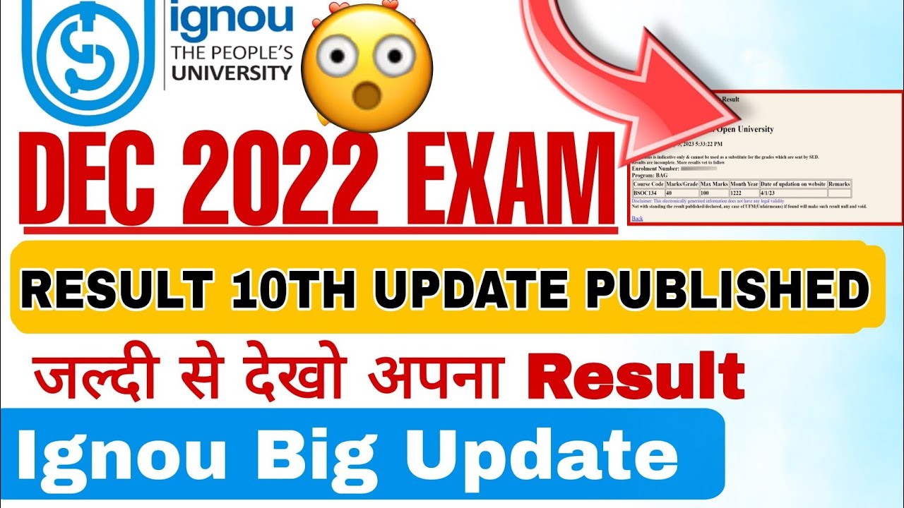 Ignou Term End Result Published Dec 2022 Exam 10th Update|Ignou ...
