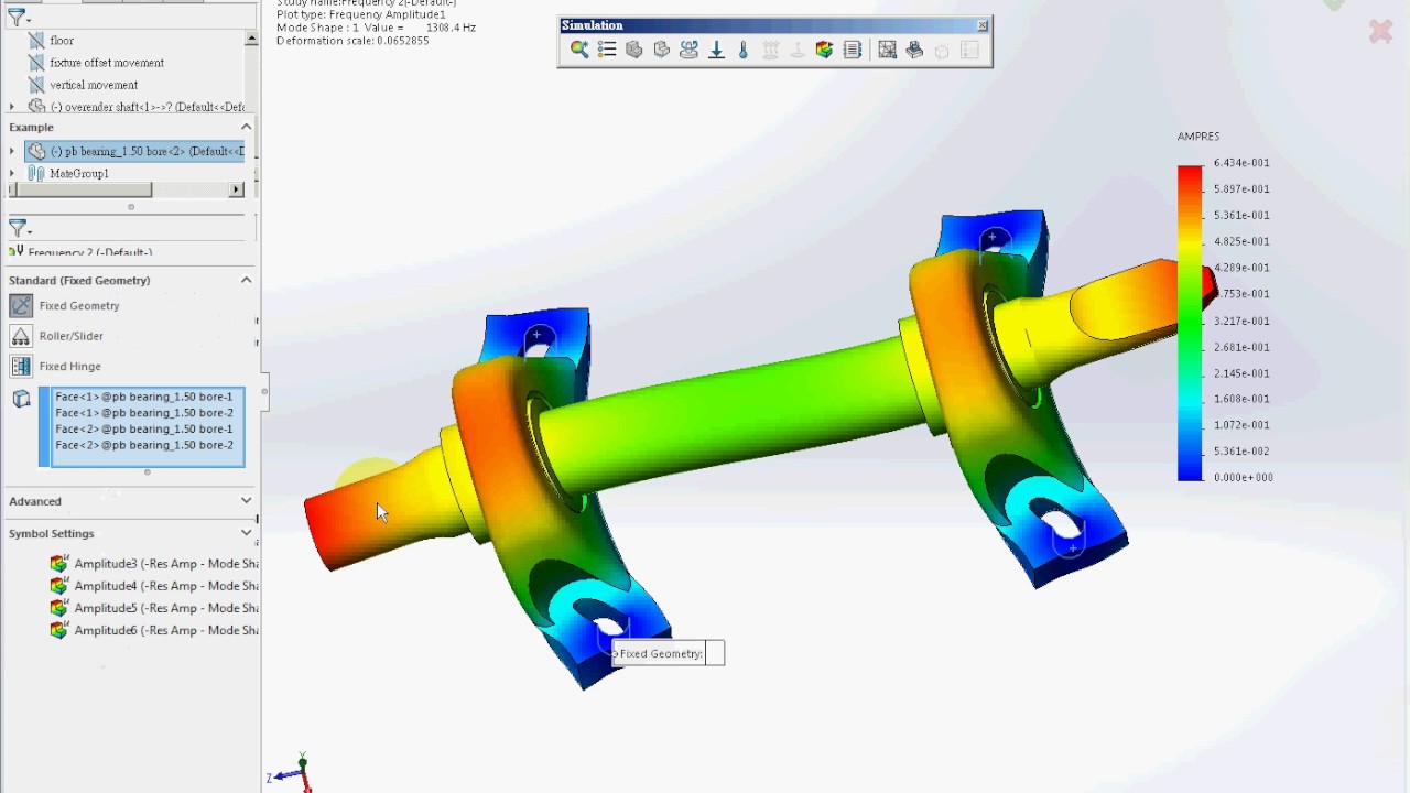 SolidWorks CAE 7 6 Modlal Analysis Effect of Constraints - YouTube