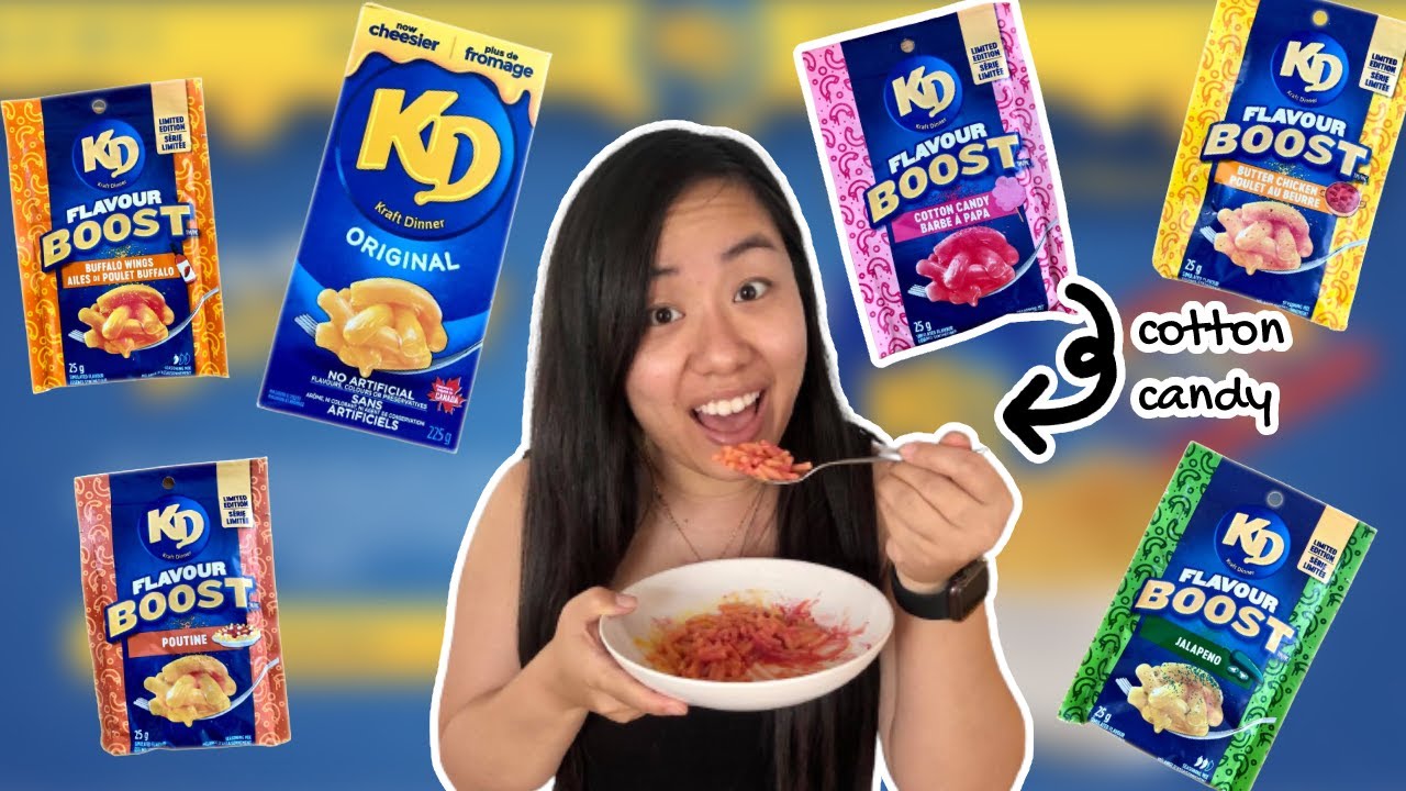 Americans try Canadian Kraft Dinner and Flavour Boosts! Cotton Candy ...