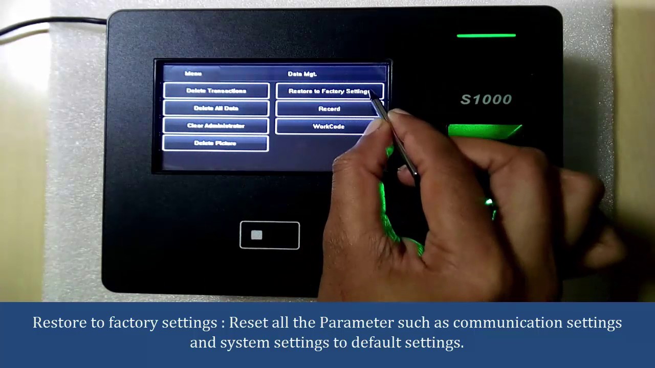Reset option in S1000 Device - YouTube
