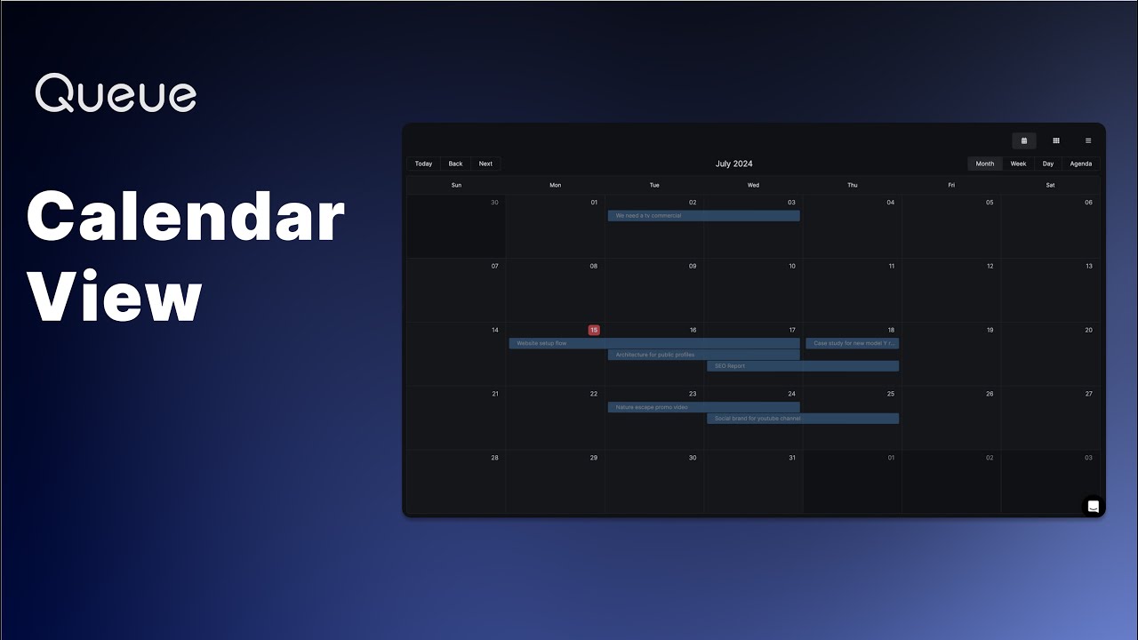 Queue Calendar View for Tasks - UseQueue - YouTube