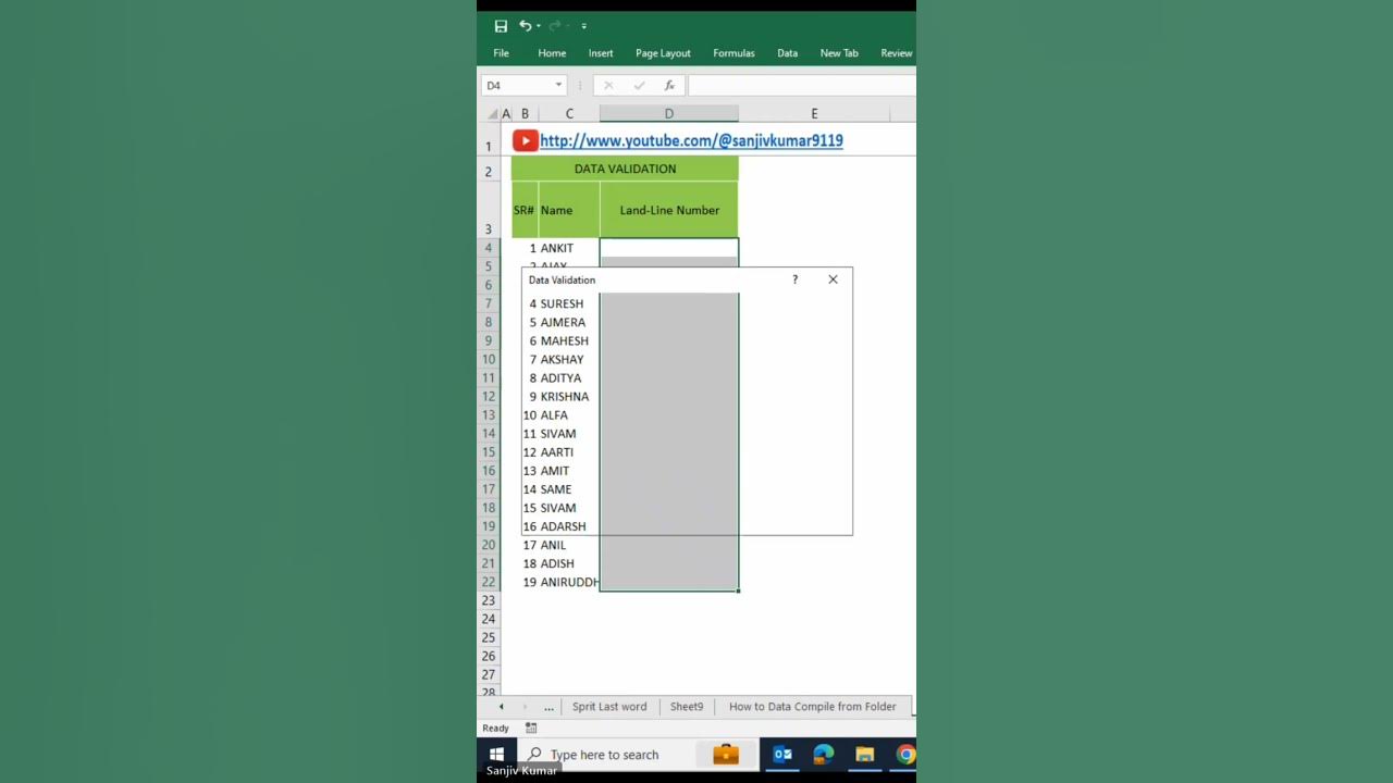 Data validation |Example 8|for Land-line number|#excel #exceltips#datavalidation #shorts# ...