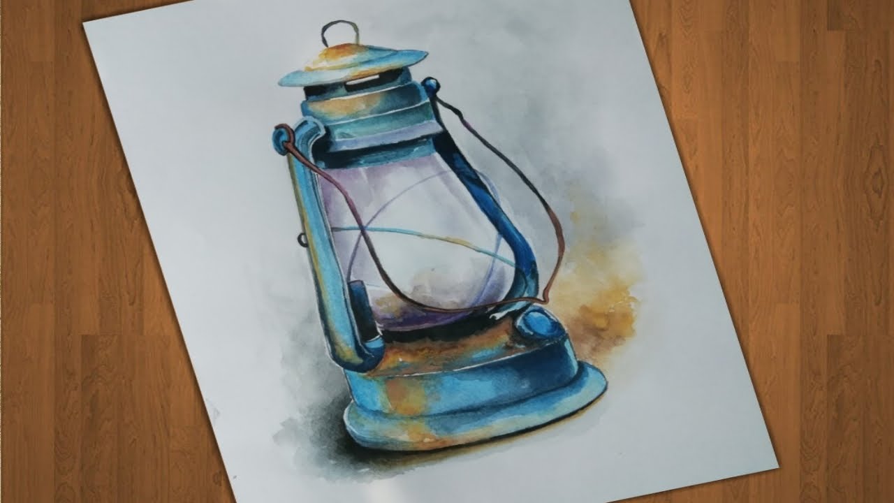 Lamp painting by using Water Colour | Lamp painting | Durgeshwari Arts ...