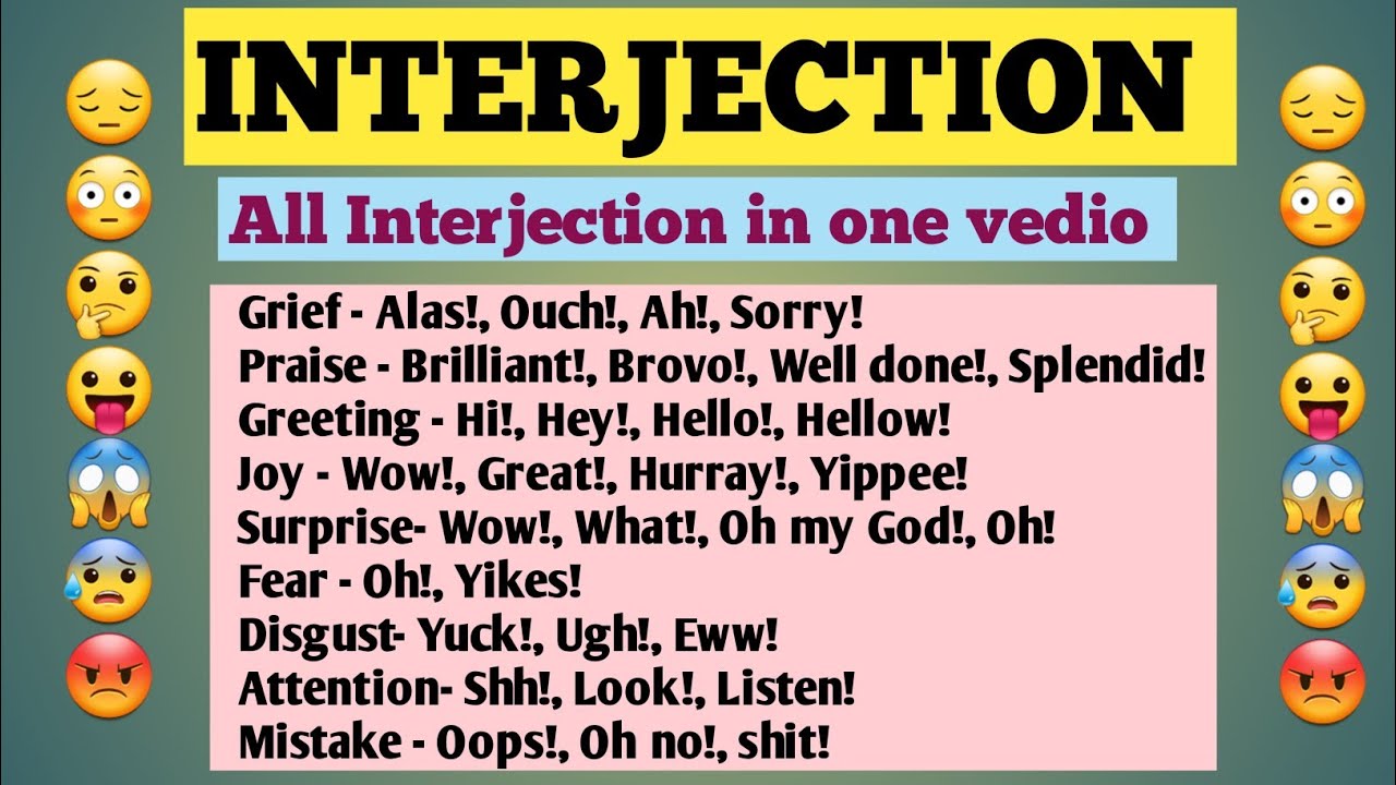Interjection || Interjection in english grammar || Parts of speech ...