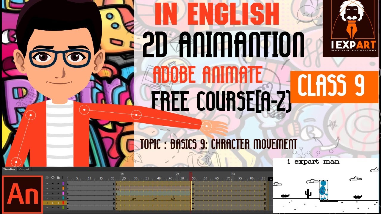 2d adobe animation free course |Basics character movement| class 9 ...