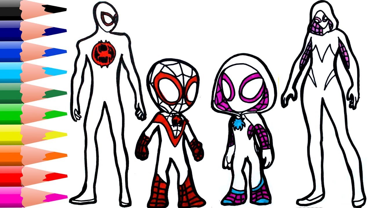 How To Draw Spidey and His Amazing Friends - Spider man - Spin - Miles ...