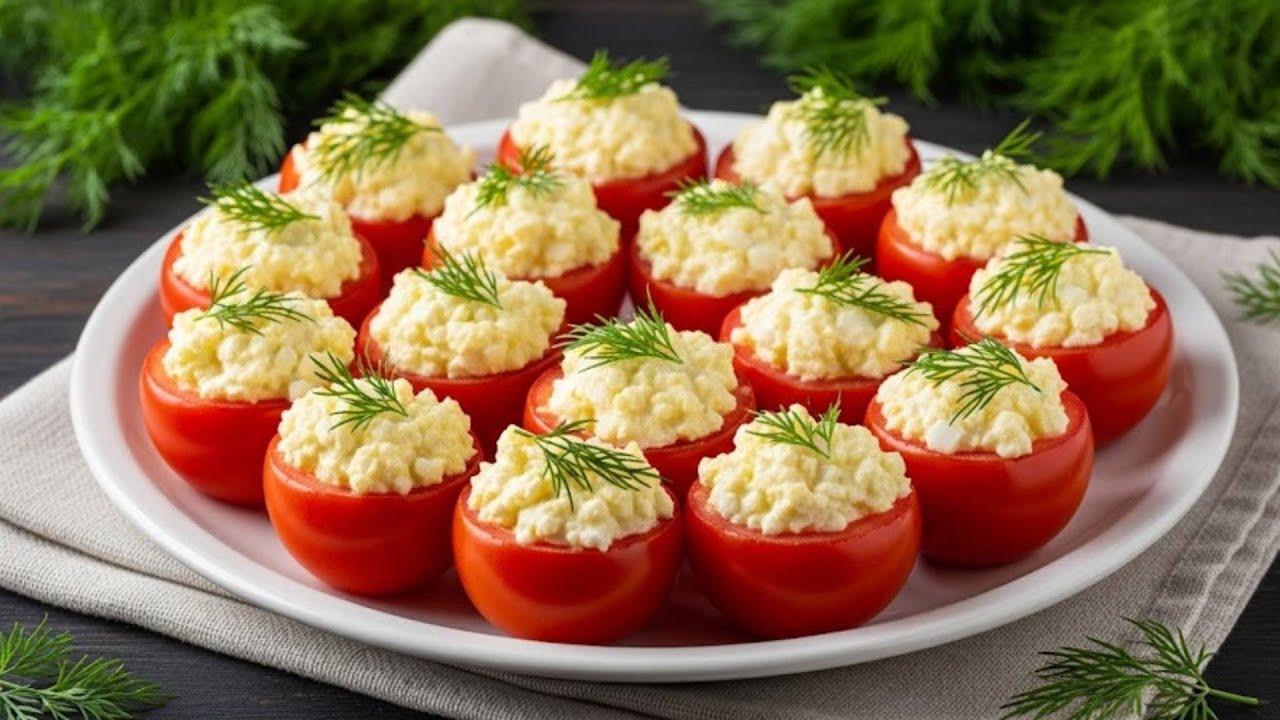 EASY Cold Stuffed Tomatoes Recipe with Hard-Boiled Egg Salad - YouTube