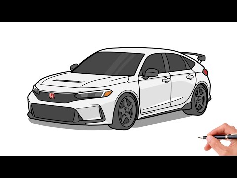 How to draw a HONDA CIVIC TYPE R 2023 / drawing honda civic 2022 hatchback