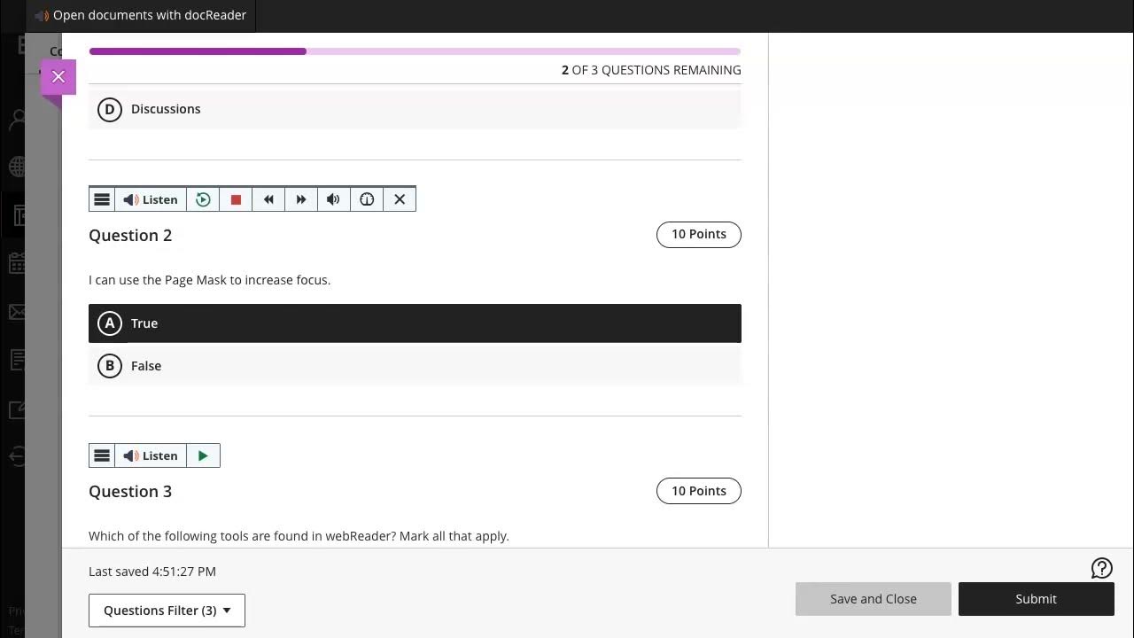 Blackboard Ultra using ReadSpeaker webReader and docReader - YouTube
