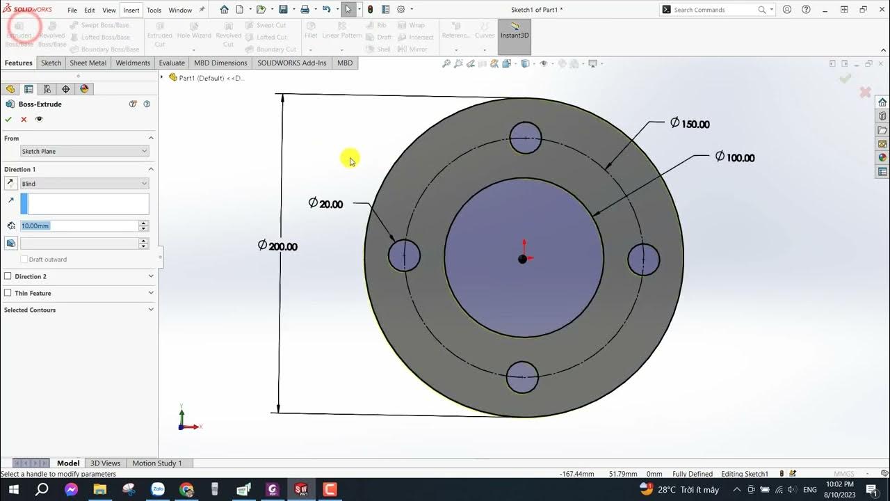 Solidwoks tutorial - Lệnh Circle - YouTube