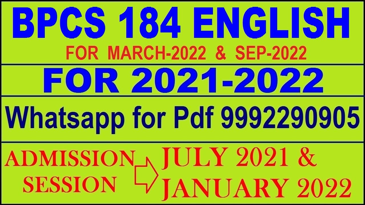 BPCS 184 Solved Assignment 2021-22 in English / BPCS 184 Solved ...