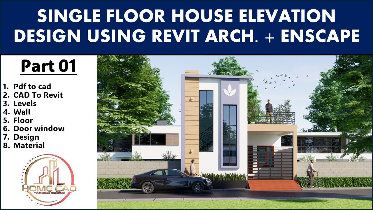 Single Floor House Elevation Design In Revit Architecture | Part 01 ...