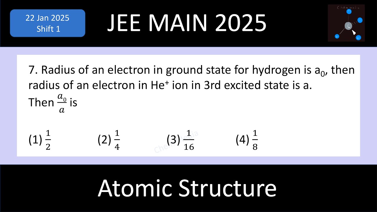 Radius of electron in ground state for hydrogen is a0, then radius of ...