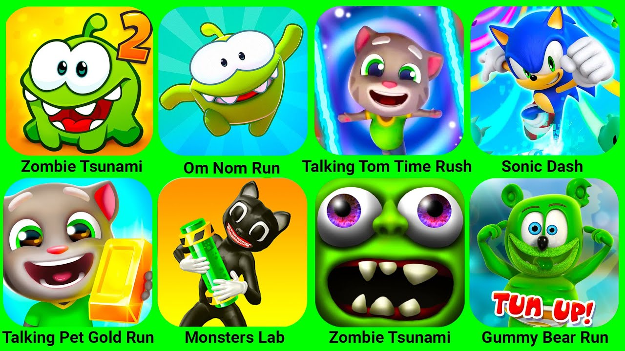 Talking Tom Time Rush, Om Nom Run, Hit & Run Solo Leveling, Monsters ...