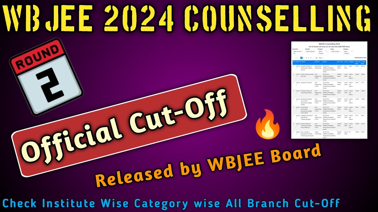 WBJEE 2024 Round-2 Official Cut-Off Published / Check Official Cut-Off ...