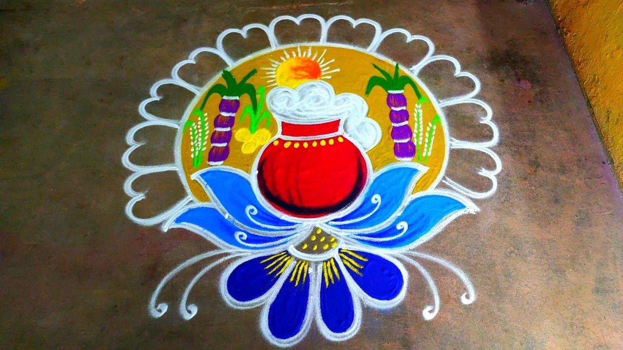 Simple Pongal pot rangoli|makar Sankranti muggulu| bhogi kundalu ...