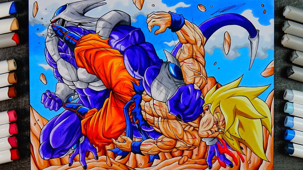 Drawing GOKU vs COOLER in Real Time - YouTube